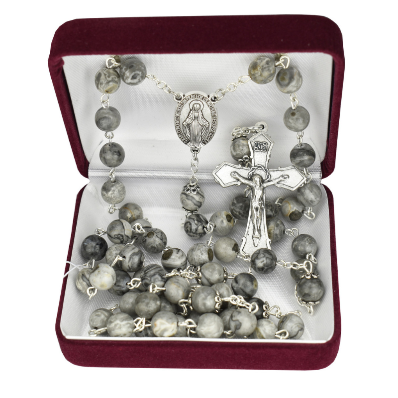8mm Stone Adoration Rosary - Picasso Beads — Agapao Store