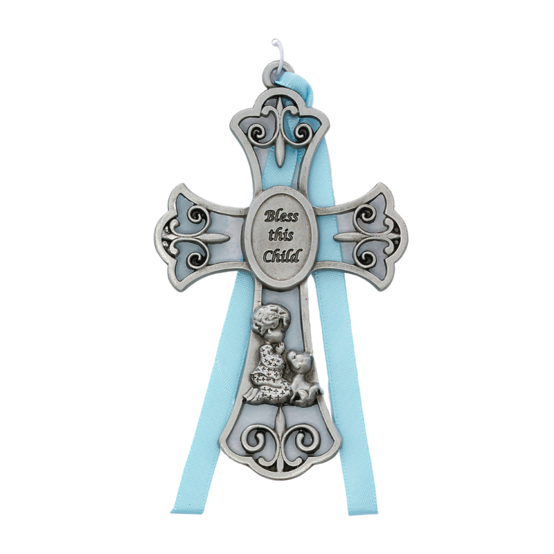 Blue Praying Boy Crib Cross — Agapao Store