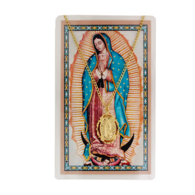 Our Lady of Guadalupe Medal with 18" Chain and Laminated Holy Card Set ...