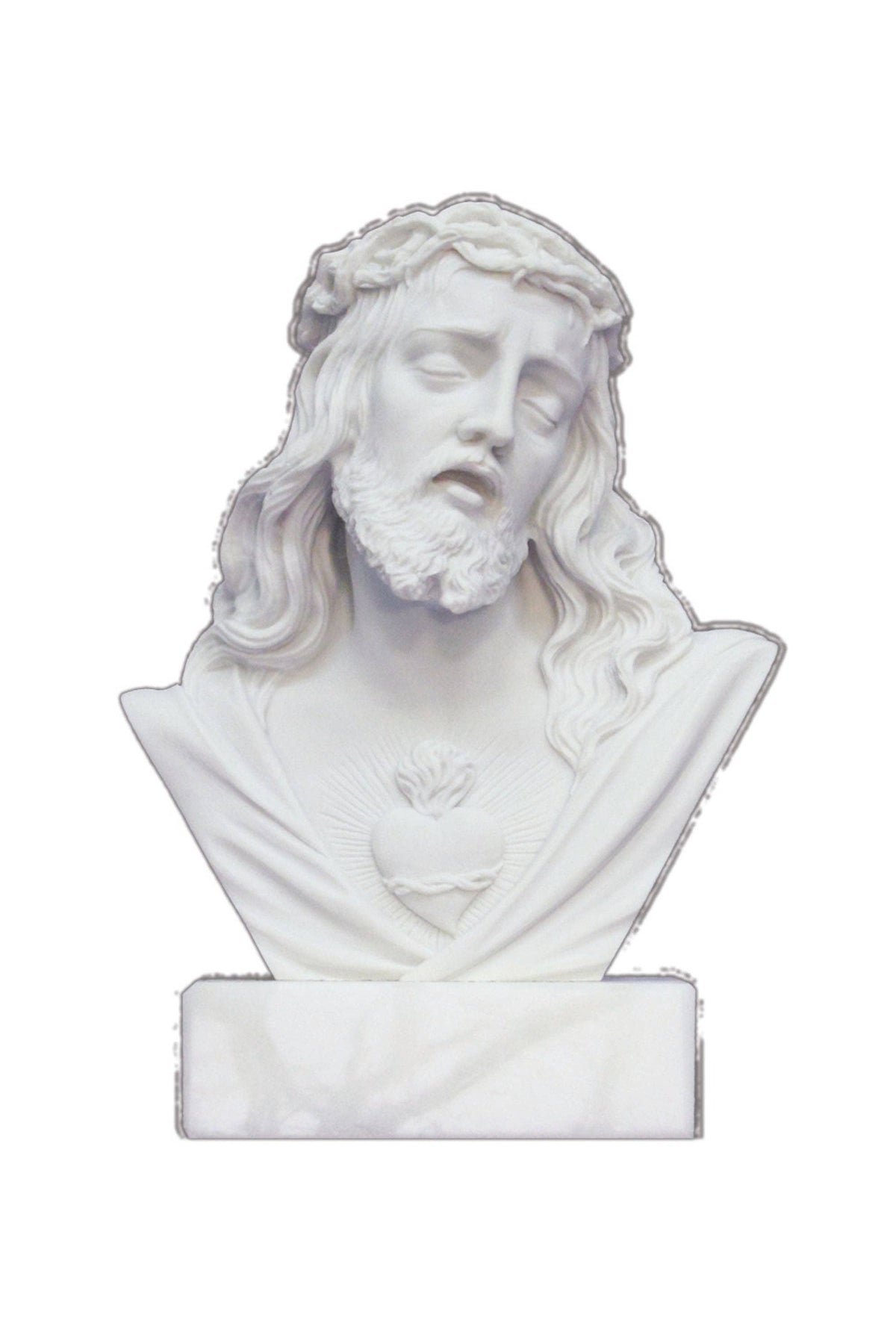 Sacred Heart of Jesus Bust Statue – 5'' White Alabaster & Resin on Bas ...