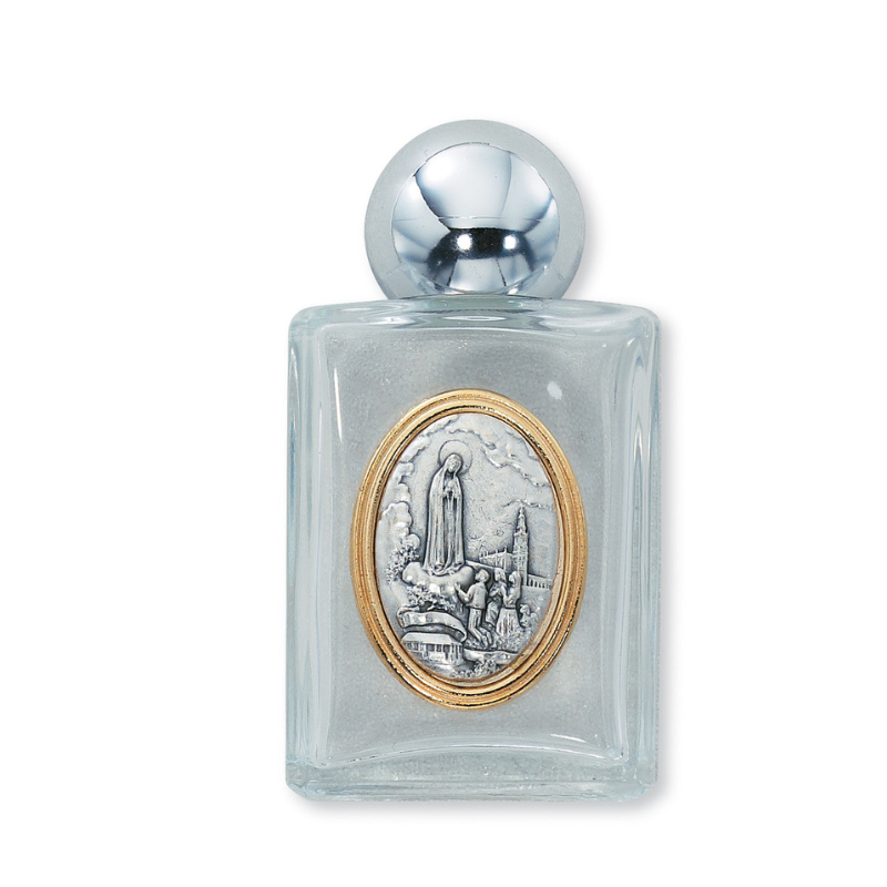 Silver Plated Embossed Our Lady of Fatima Holy Water Bottle — Agapao Store