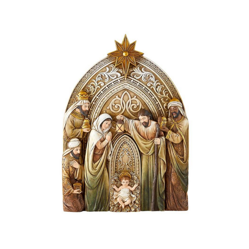 12.5" H Holy Family with Three Kings Nativity Plaque — Agapao Store
