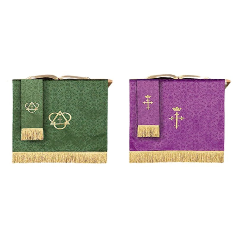 Jacquard Reversible Pulpit Scarf with Cross (Purple/Green) — Agapao Store