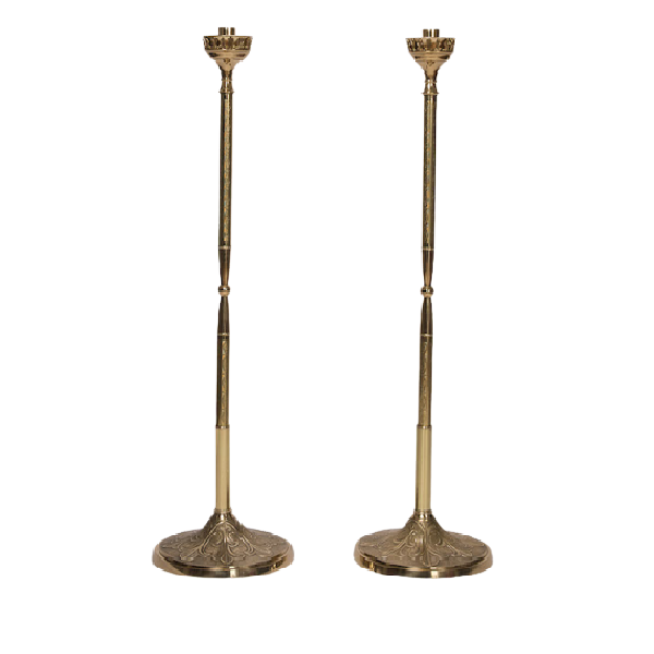Processional Candlestick with Decorated Brass Pole and Base Stand ...
