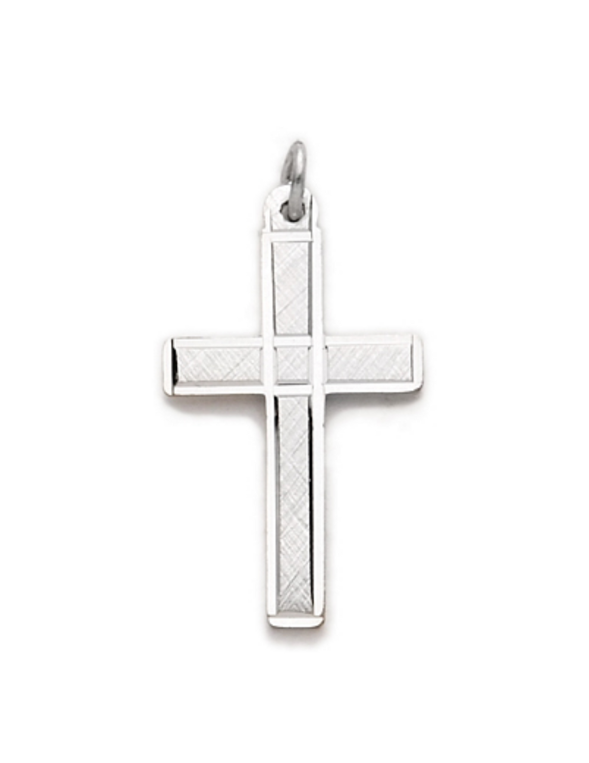 Sterling Silver Box Cross with 18" L Rhodium Plated Brass Chain ...