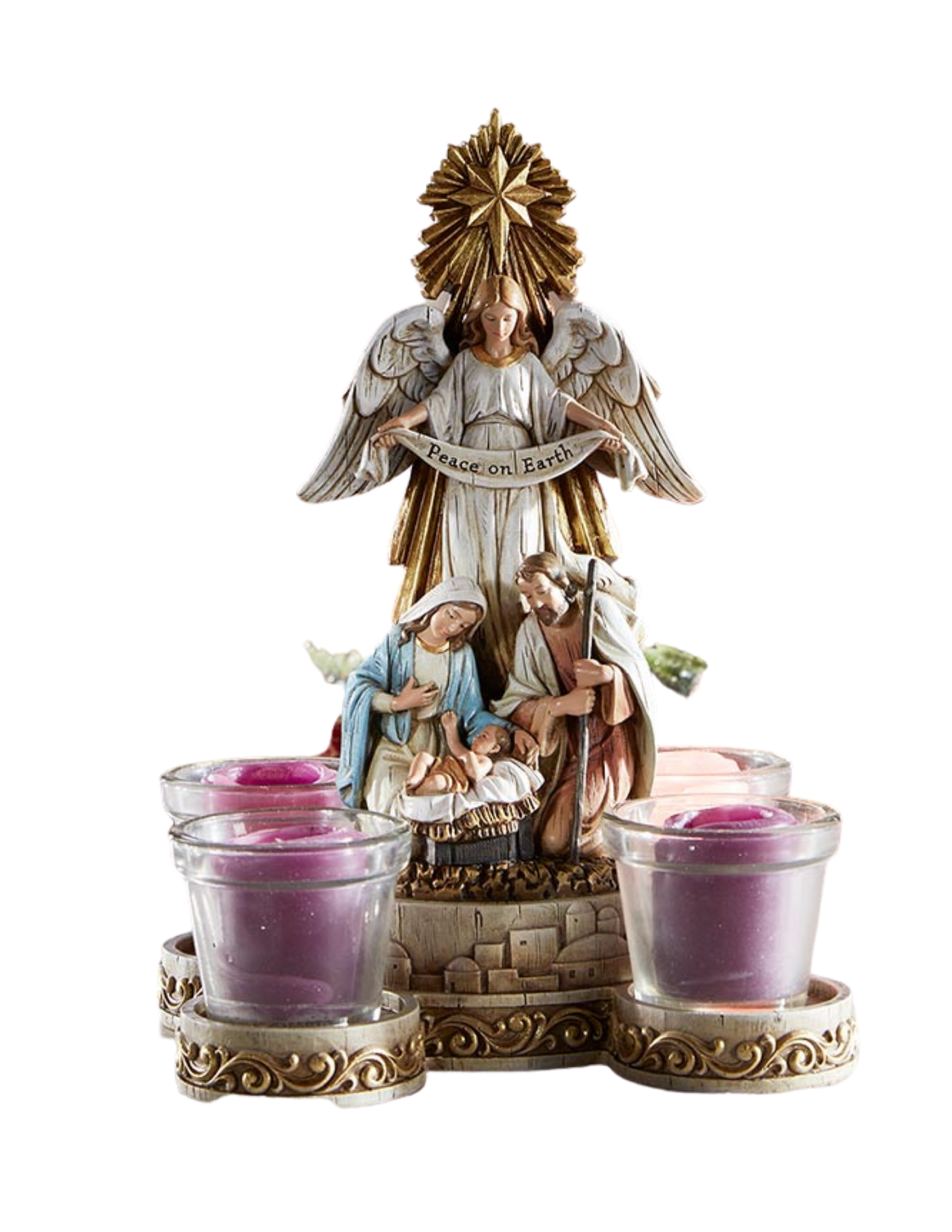 10"H Peace on Earth Nativity Advent Candleholder — Agapao Store