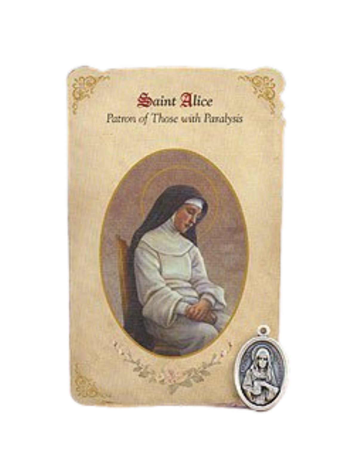 Holy Card St. Alice with Paralysis Healing Medal Set - 6 Pcs. Per Pack ...