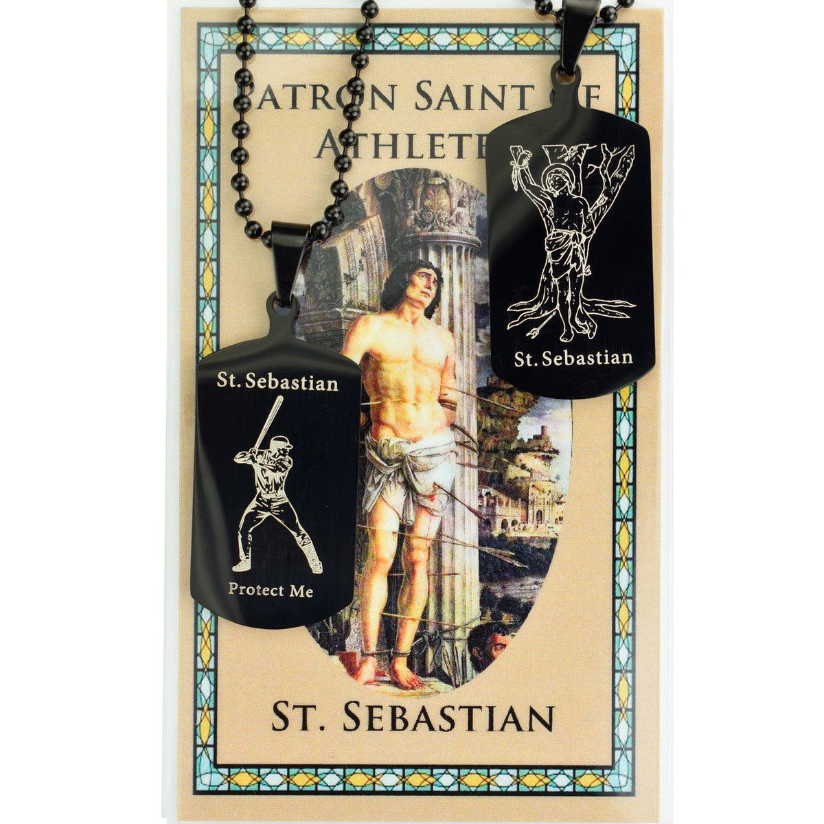 St. Sebastian Reversible Baseball Tag with 22" Adjustable Chain and La ...